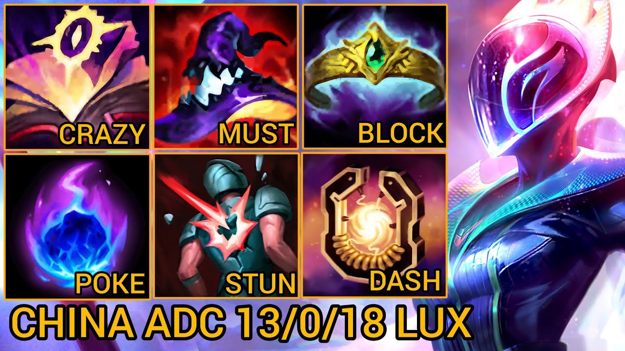 ADC Lux 13/0/18 MVP - China Server Wild Rift High Elo Tier Builds & Runes - YouTube