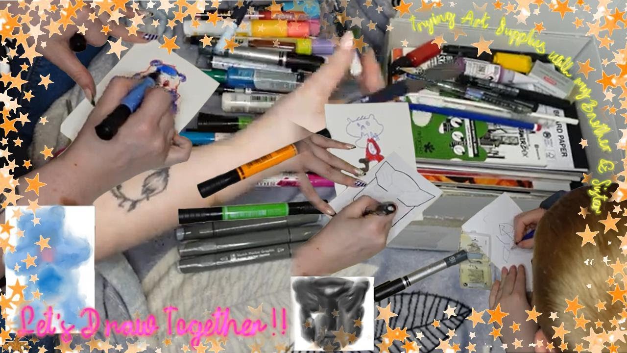 Let`s Draw Together!! Trying a BUNCH of art Supplies with Sister and ...