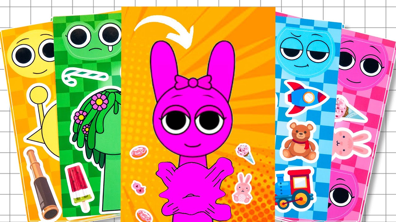 Sprunki Sticker🎀 AMAZING DIY PAPER STICKERS with SUS SQUID GAME MOD ...