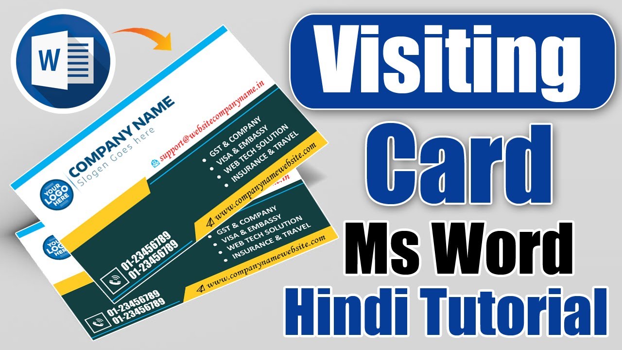 Visiting Card Design Tutorial in Ms Word || Printable Business Card ...