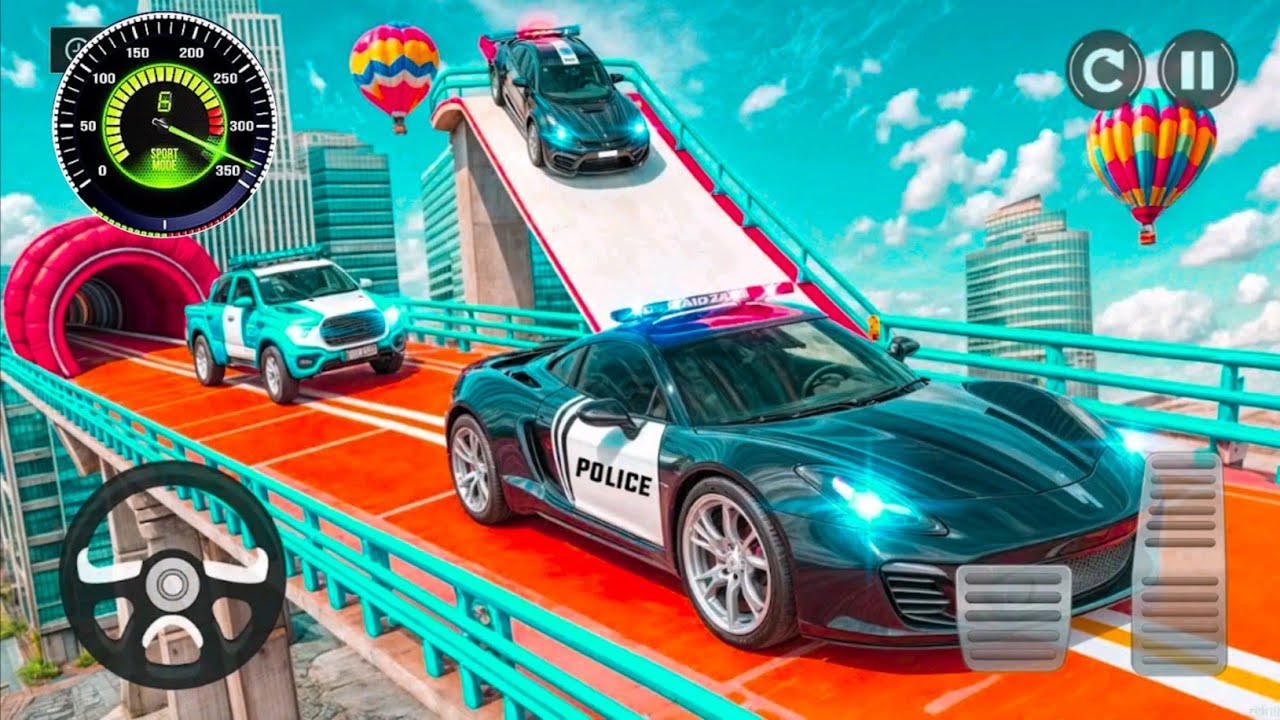 Extreme Mega Ramp Car Stunts simulator 3D - Police Car Ramp Stunts ...
