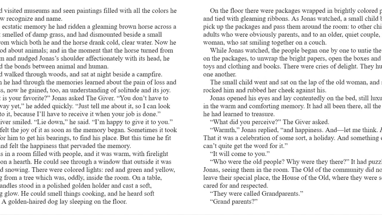 The Giver By Lois Lowry Chapter 16 - YouTube