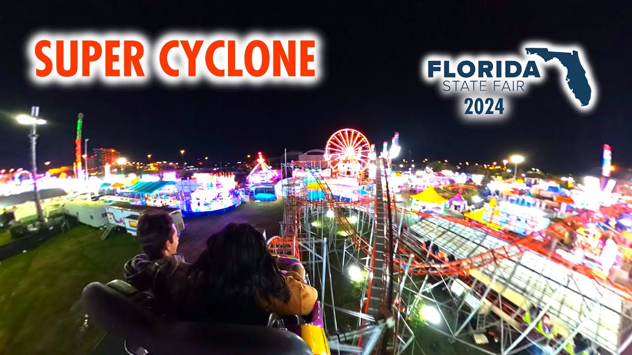 [4K] Super Cyclone - Roller Coaster | On-ride POV | Florida State Fair ...