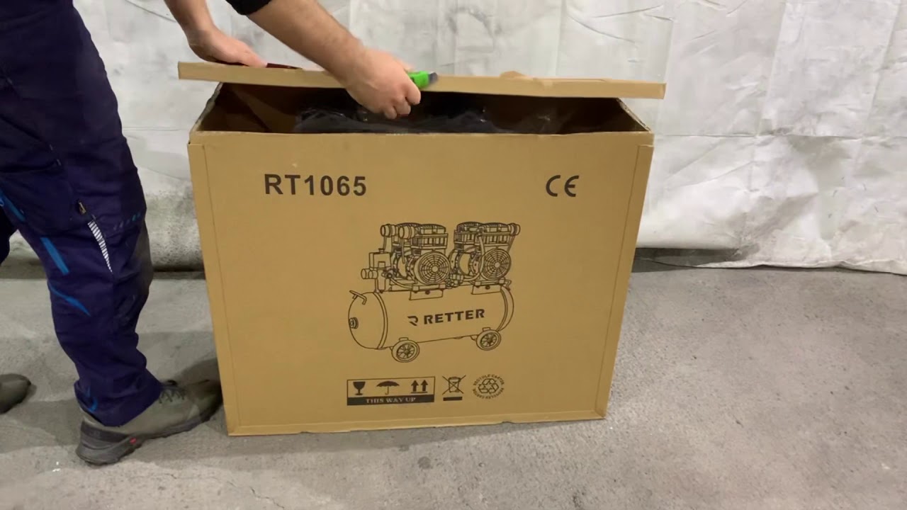 RETTER RT1065 Silent Flüster Kompressor 65L Ölfrei - YouTube