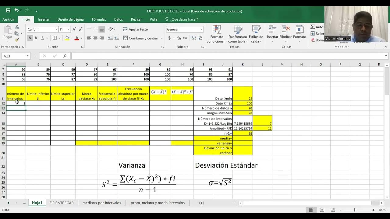 Cálculo de la varianza y desviación estándar para datos agrupados en intervalos - YouTube