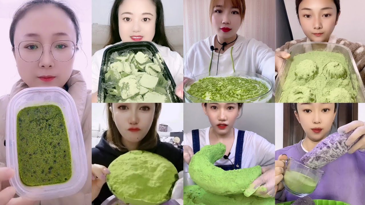 dry matcha powder and moist matcha crunchy sound ASMR relaxing and ...