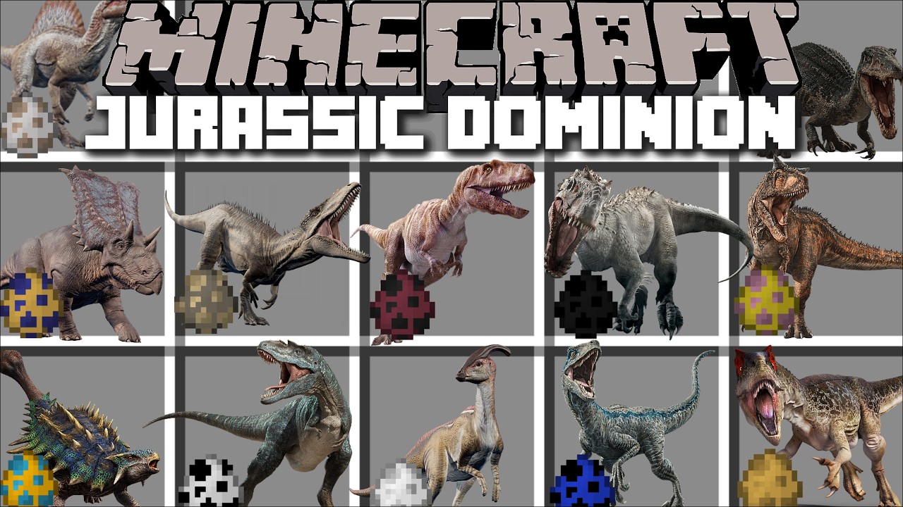 Minecraft JURASSIC DINOSAUR WORLD MOD / FALLEN KINGDOM DOMINION SAVE ...