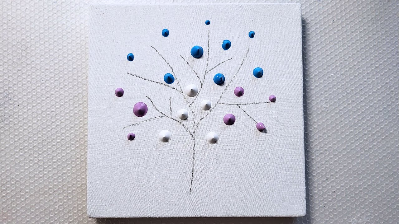 How To Paint A Blooming Spring Tree/ Acrylic Painting For Beginners ...