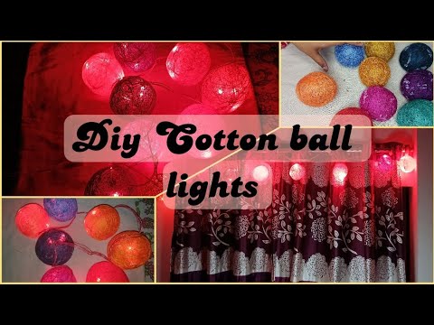Diy Cotton ball lights ।। Diy string lights ।। Beautiful Diy Lights ...