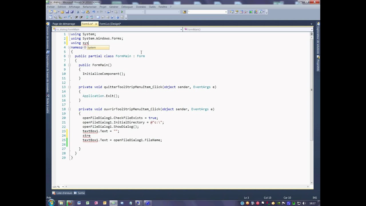 Tutoriel 68 OpenFileDialog en C# deuxième partie en français - YouTube