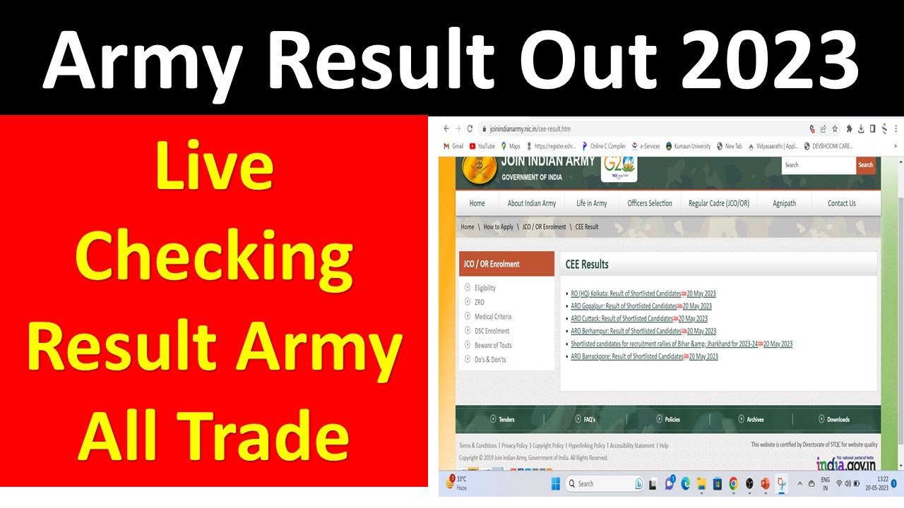 Army All ARO Result Out 2023 | | Live Check Result 2023 || - YouTube