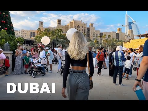 [4K] Natalee Walking in Dubai, Souk Madinat Jumeirah, Christmas Decorations 2022