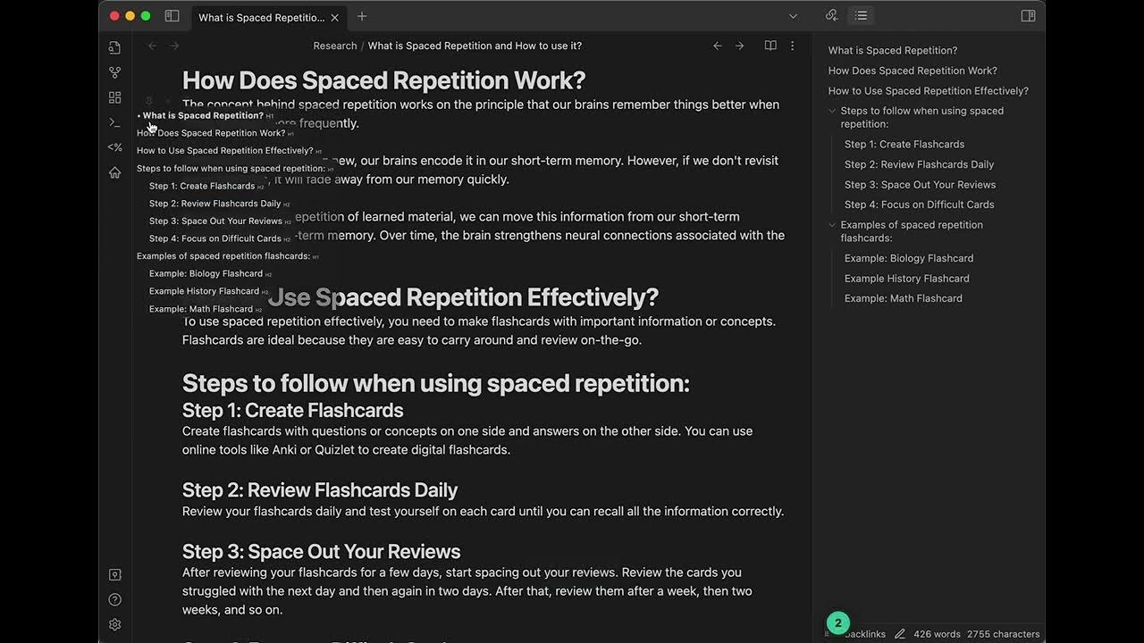 Using the Outline pane in Obsidian or the floating top plugin - YouTube