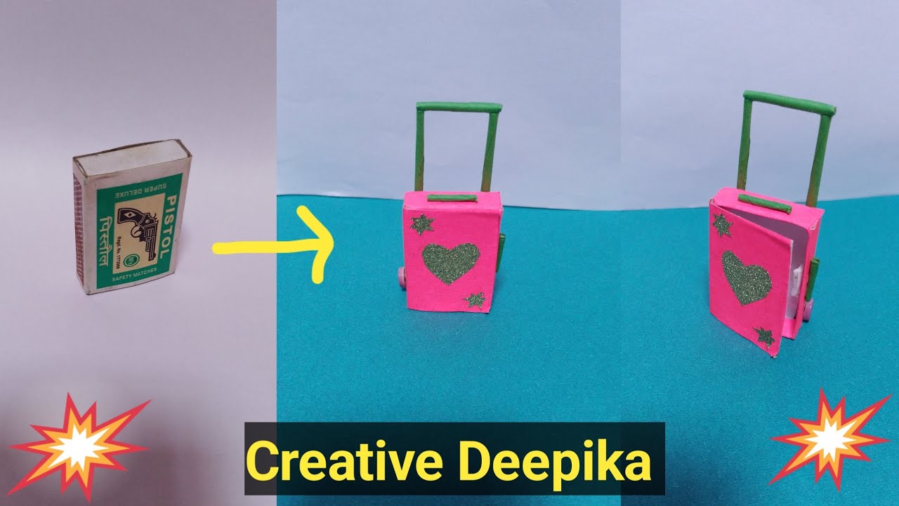 Diy mini trolley bag from matchbox||Easy Craft ideas||School craft ...