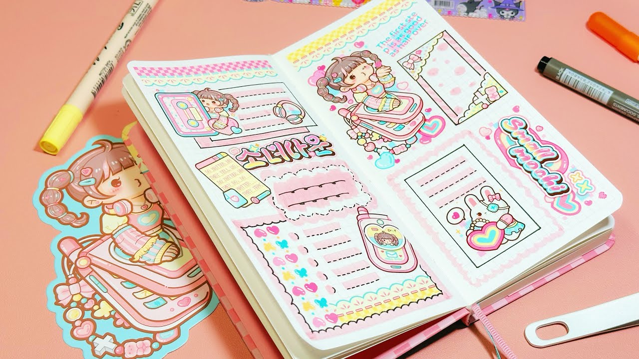 stickers journaling 🩷🩵cute kawaii sticker🌈 Immersive ASMR bullet ...
