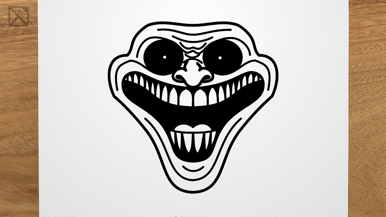 How to draw ultimate TROLLFACE step by step, EASY - YouTube