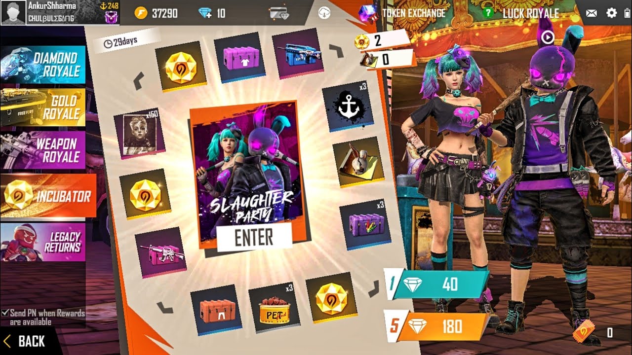 Slaughter Party Bundles in Free Fire Incubator || Collect Bunny ...