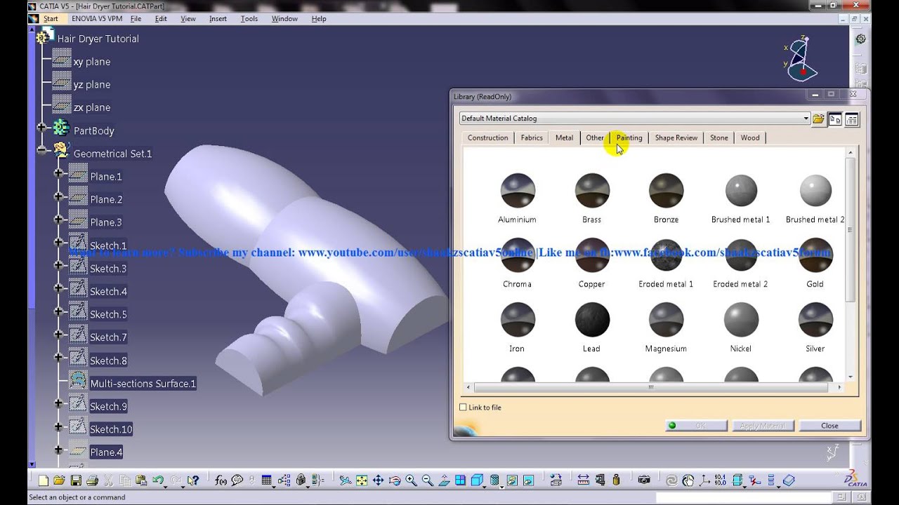 Catia V5 Tutorial|Product Engineering|How to create a Hair Dryer Cover ...