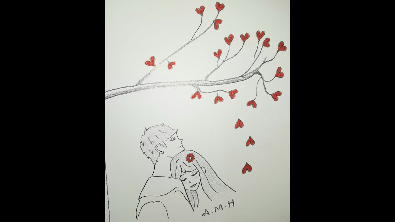 Couple drawing easy || Pencil drawing of a loving couple || Easy step ...