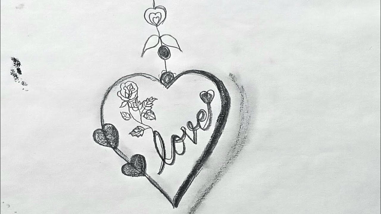 love drawing with beautiful heart// love drawing || couple heart ...