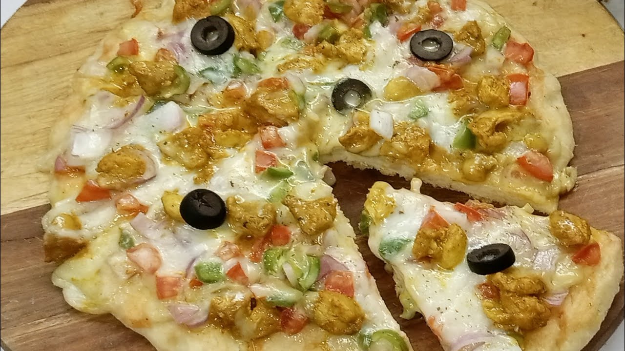15 mints pan pizza recipe l instant pizza without oven l chicken pizza ...