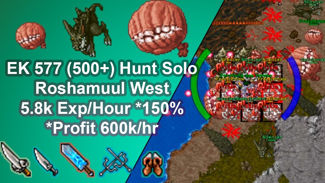 Tibia Elite Knight 577 (500+) Solo Hunt / Roshamuul West / 5.8kk Exp ...