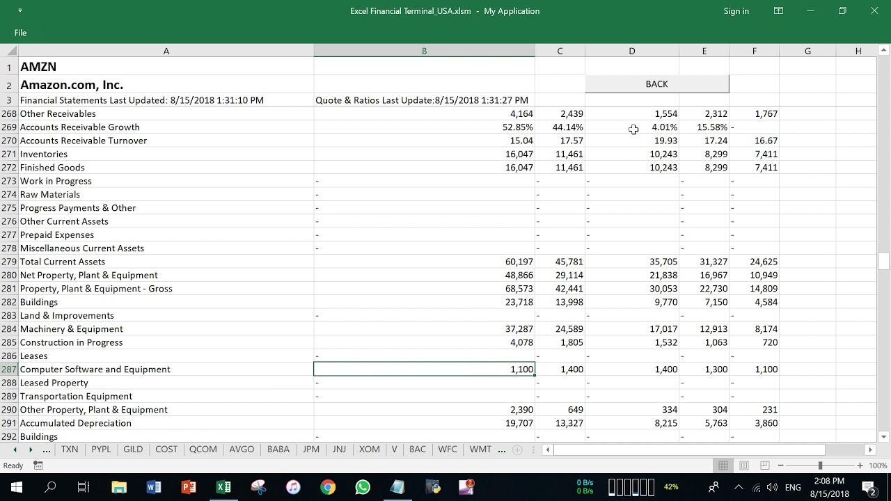 Excel Financial Terminal Demo - YouTube