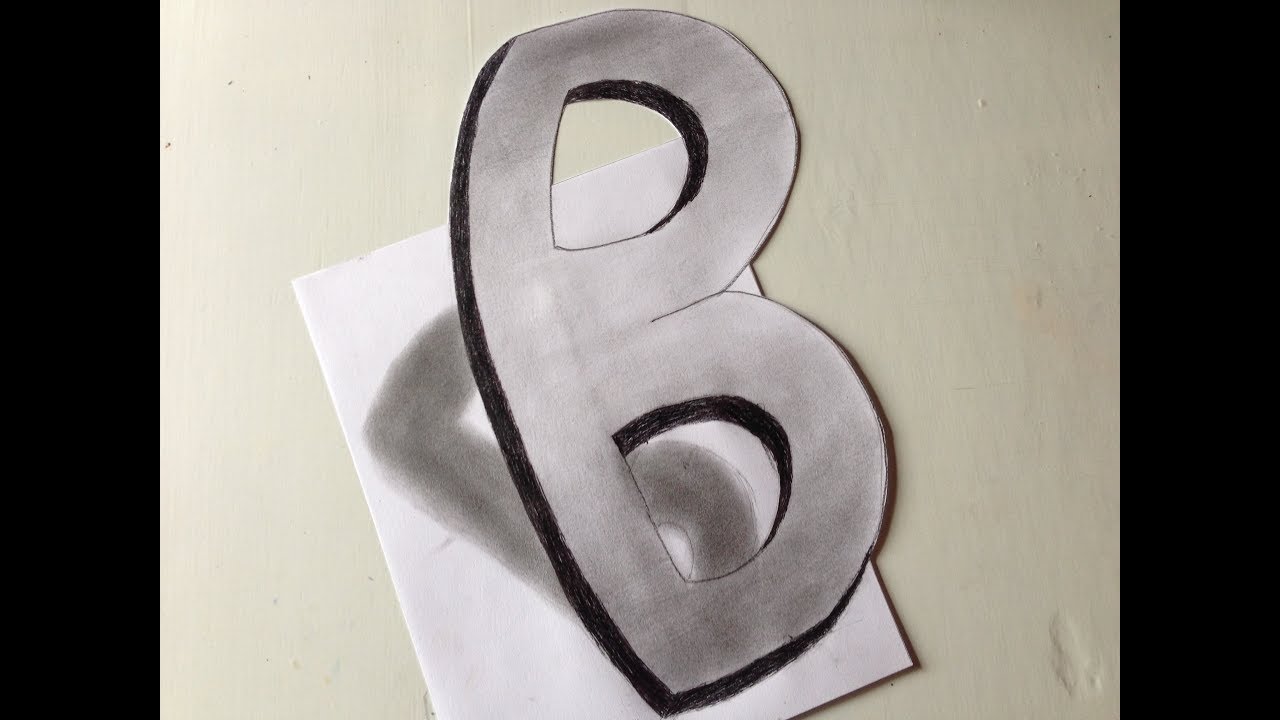 Drawing 3D Letter B - Trick Art on Paper with Graphite Pencils drawing ...