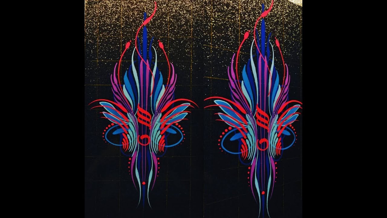 Symmetrical scroll pinstriping design - YouTube