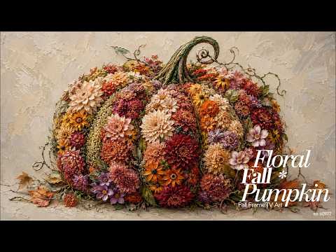 Floral Fall Pumpkin 🍂 Frame TV Art | Autumn Flowers 4K Fall Screensaver