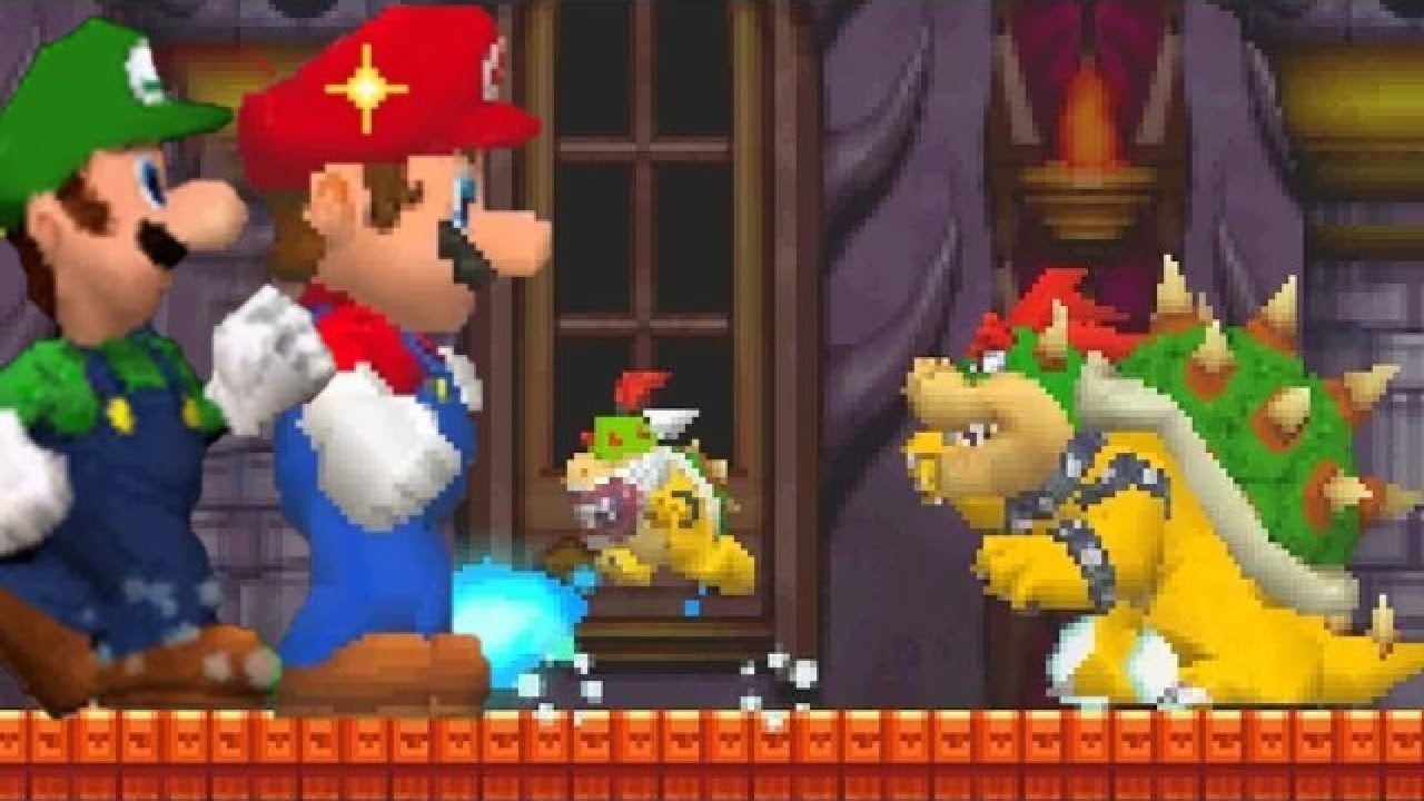 New Super Mario Bros DS - Mega Mushroom Mario vs All Bosses - YouTube