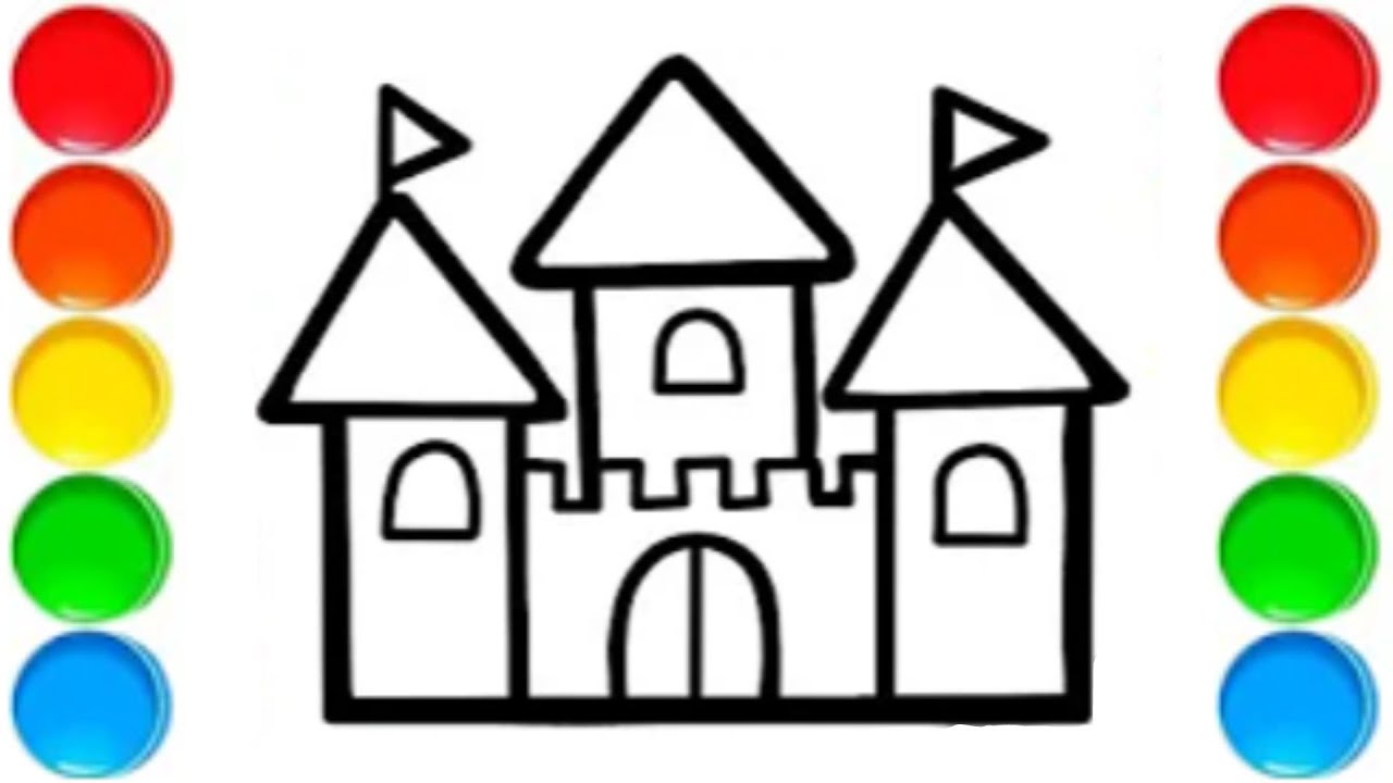 How To Draw a Castle | Step by Step Drawing and Coloring | Easy Art for ...