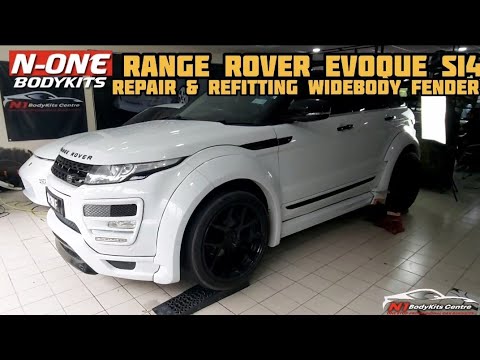 range Rover evoque si4 repair & refitting widebody fender - YouTube
