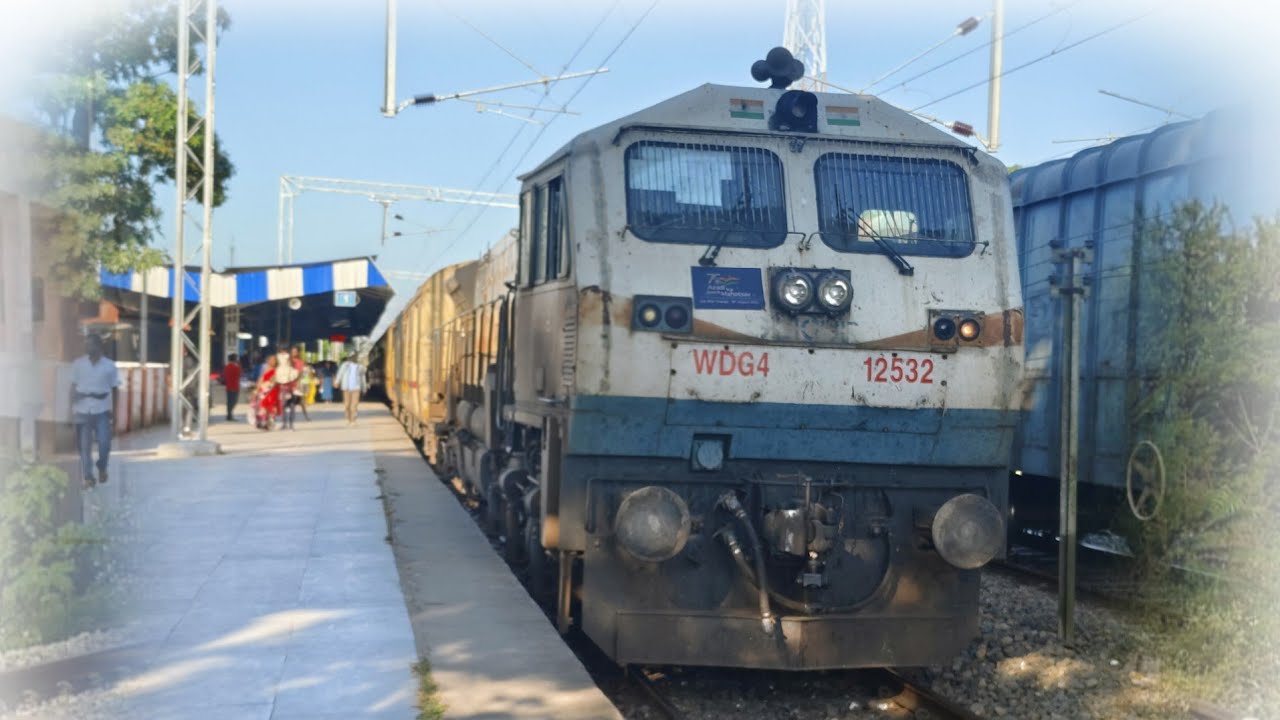 Goods train of India with wdg4 diesel locomotive , forkating junction ...