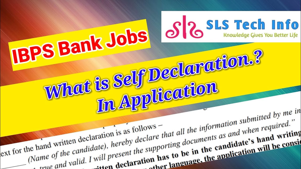 Self Declaration of IBPS Bank Job Applications | 10736 Bank Jobs ...