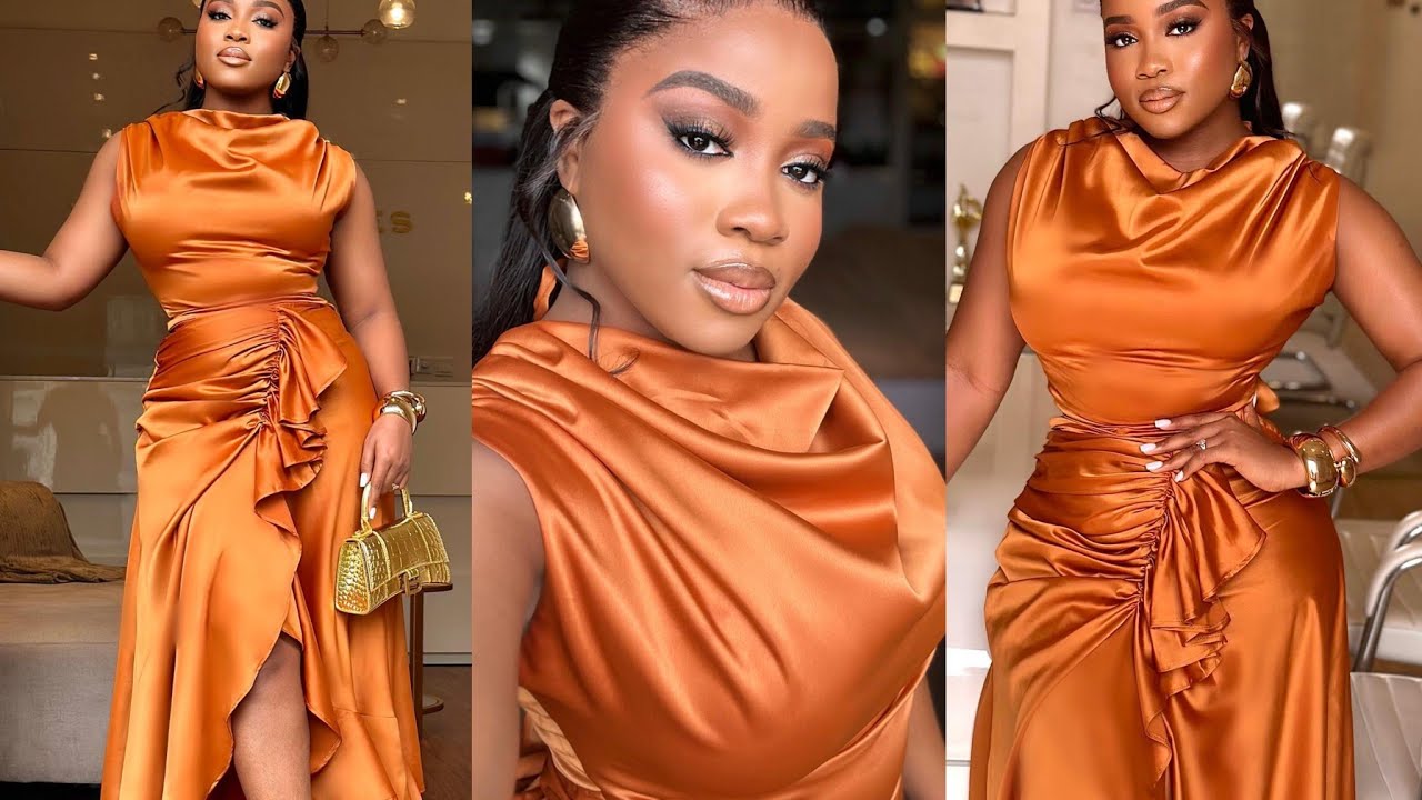 How to make an Elegant Cowl Draped Dress with Ruched Ruffles and Fitted ...