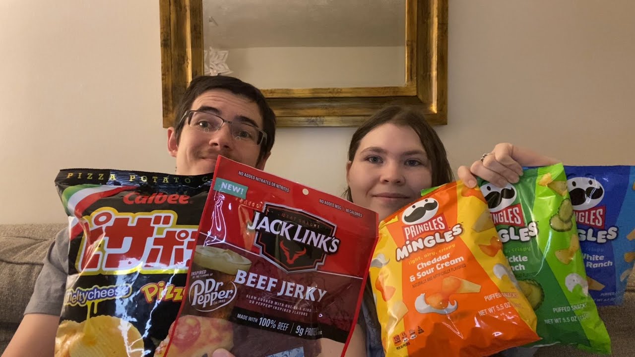 Pringles Mingles and Dr Pepper beef jerky! - YouTube