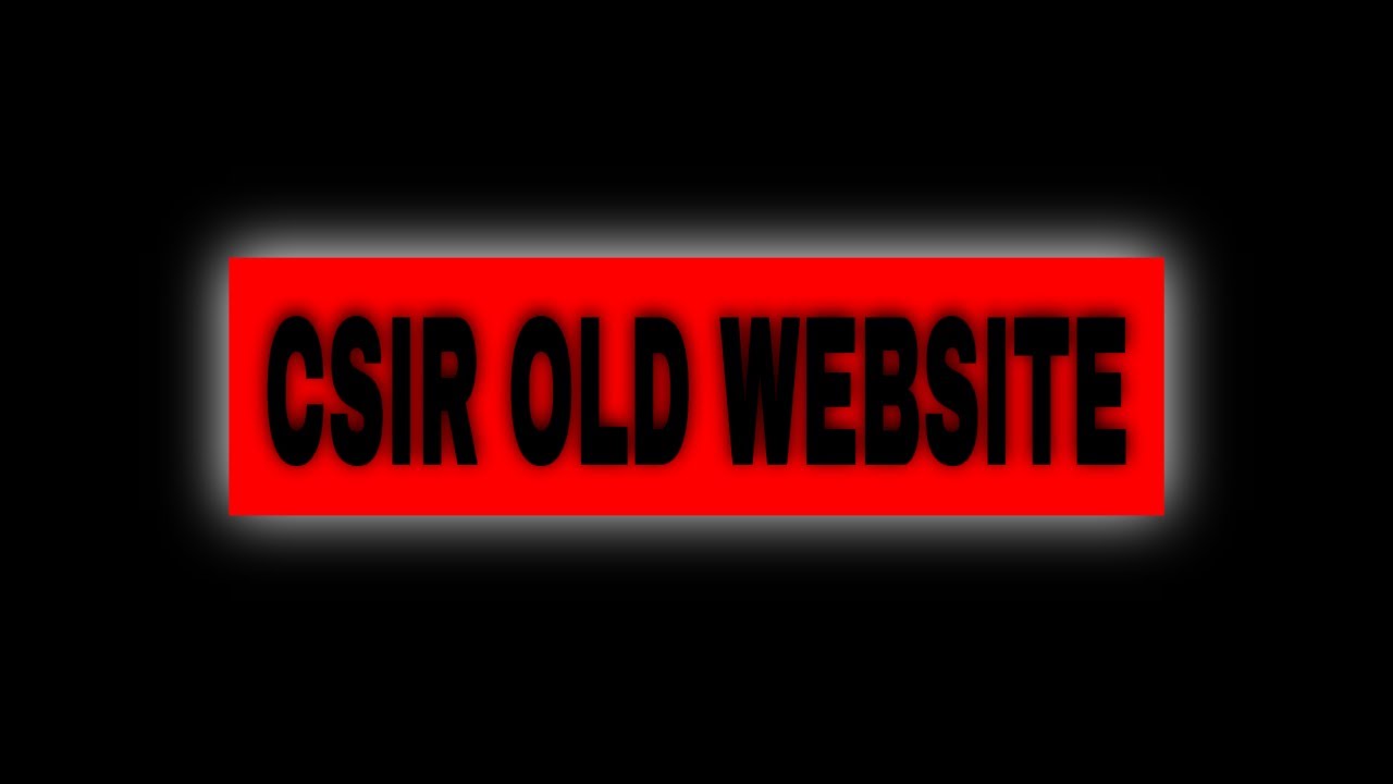 CSIR old website - YouTube