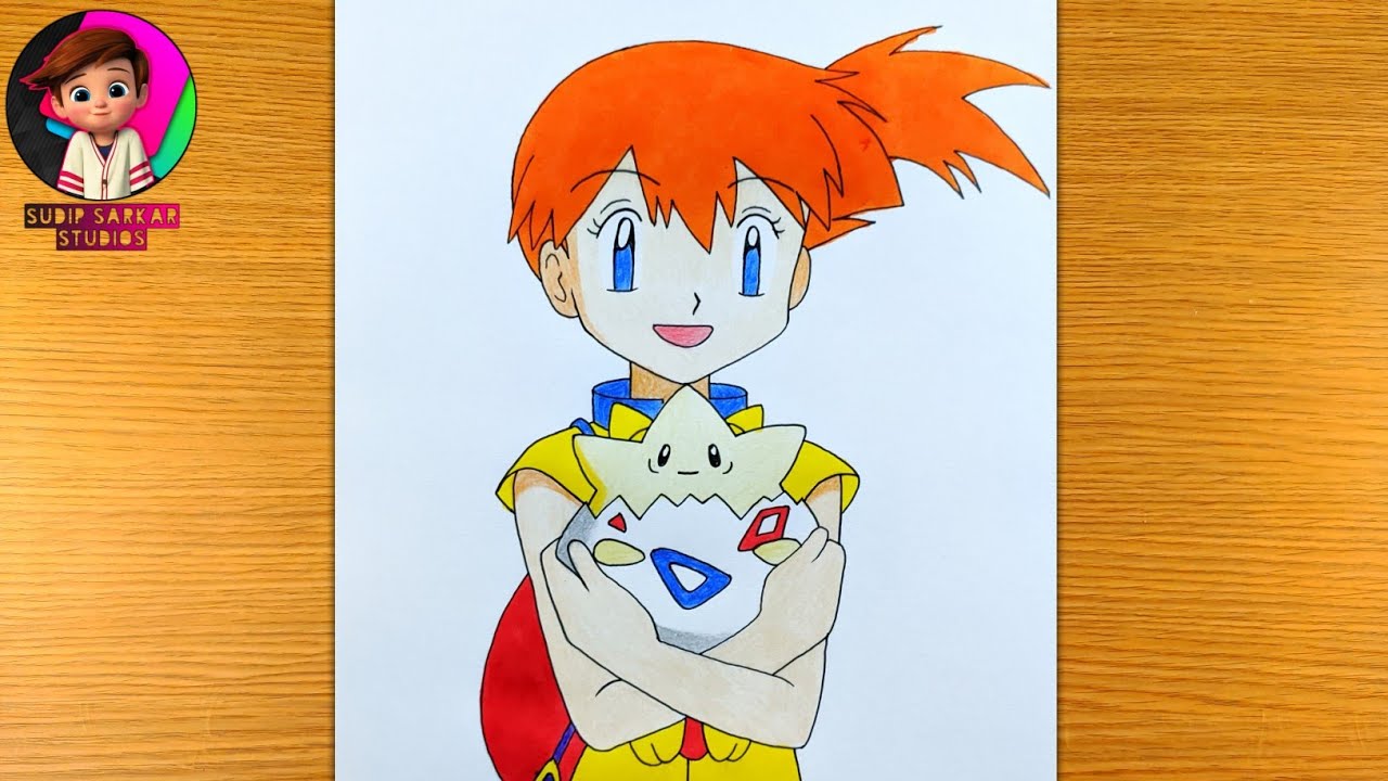How to draw MISTY and Togepi from pokemon - YouTube