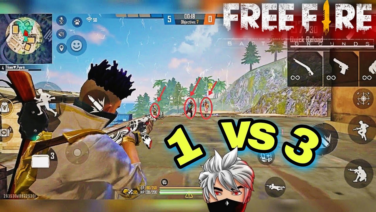 1 vs 3 custom gameplay garena free fire | op movement like it - YouTube