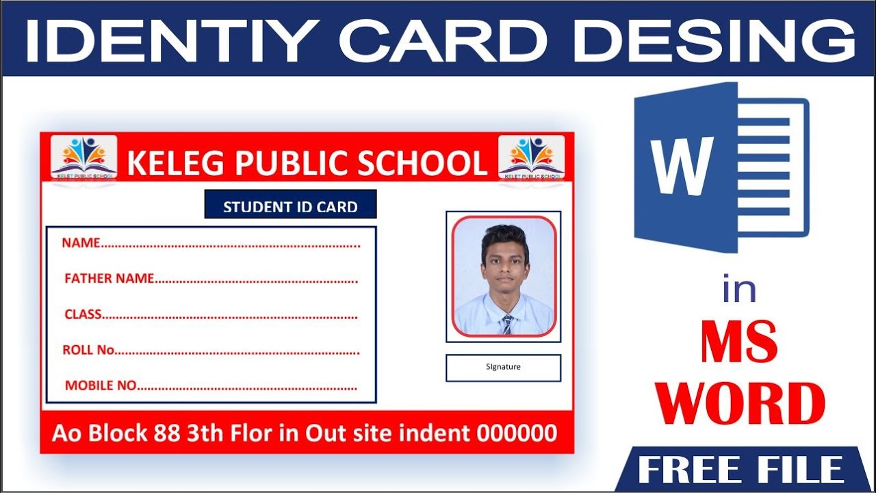 Identity Card Design in Ms Word || How to Make Student Id Card Design ...
