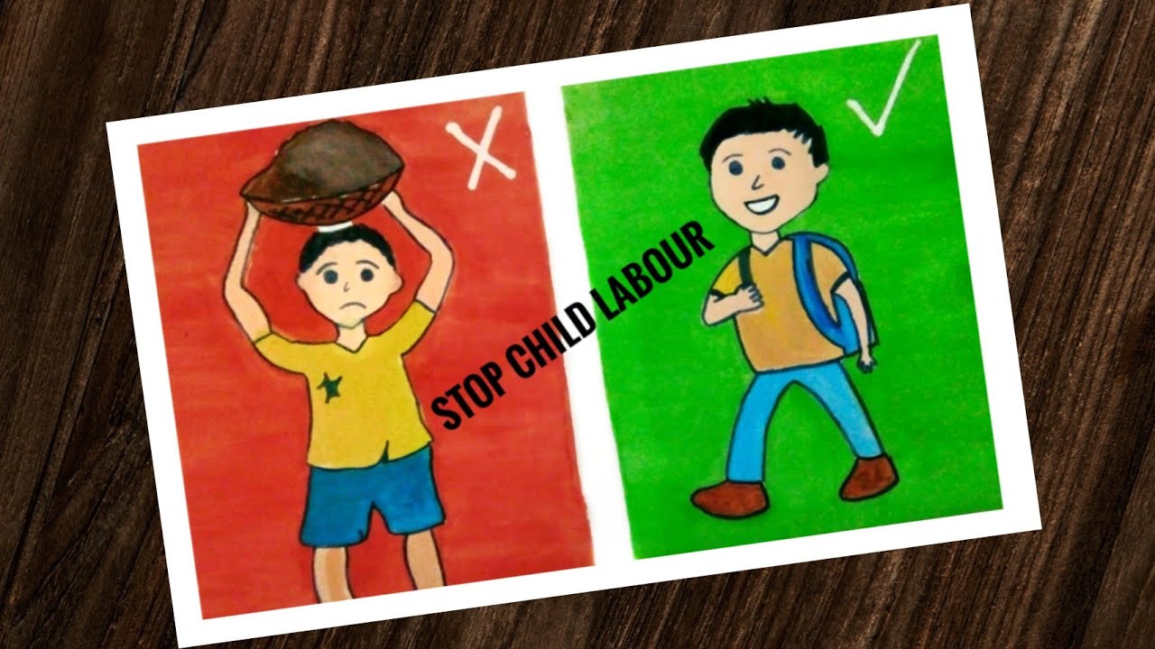 Stop child labour poster drawing with watercolour|Easy drawing tutorial ...