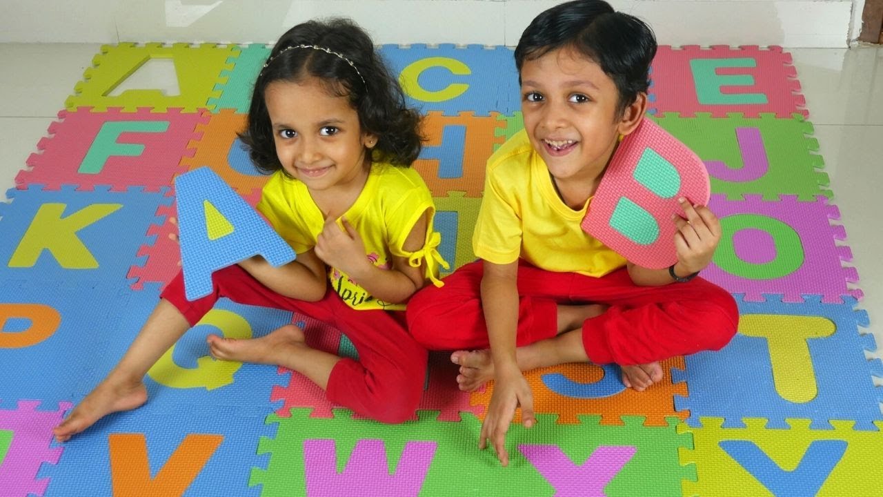 ABC Song | Kids Pretend play learning alphabets with ABC Mat - Roma and ...