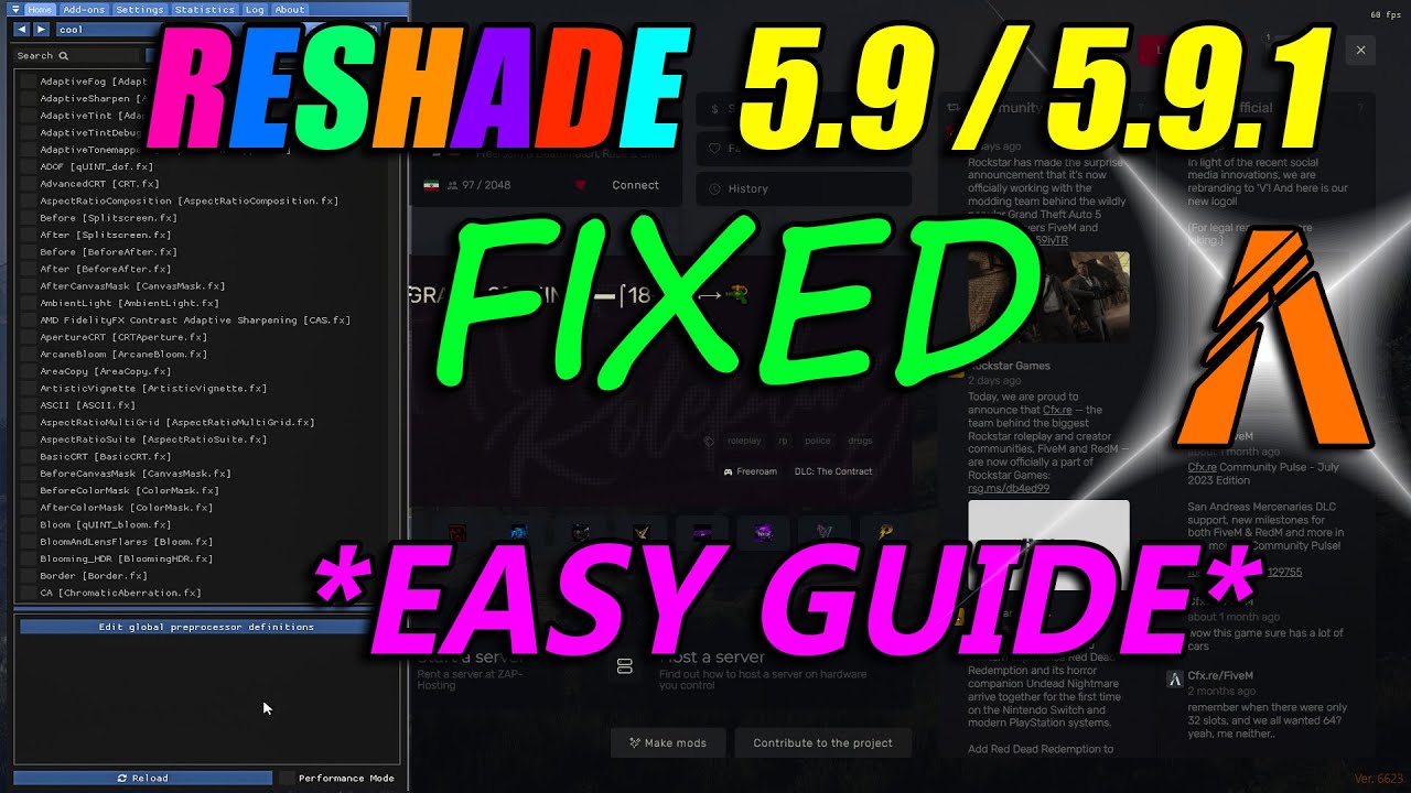 Fivem Reshade 5.9 / 5.9.1 Not Working FIXED || Crashes ...
