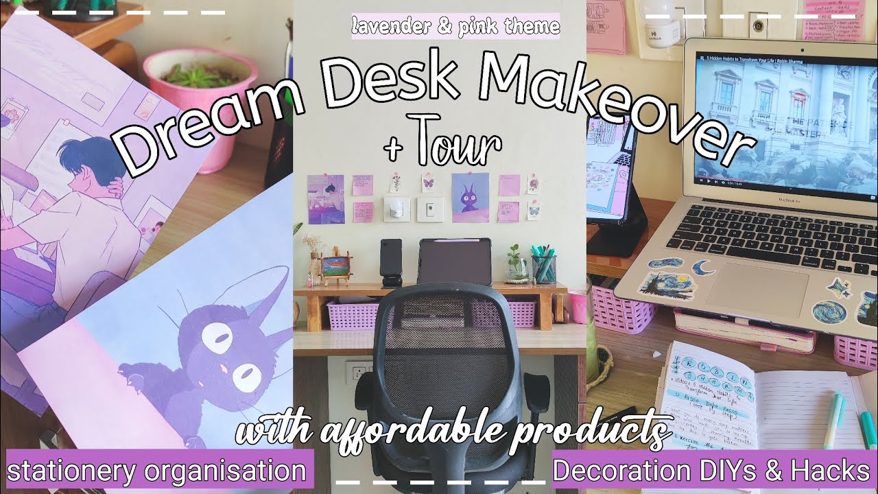 Creating My dream desk setup Desk Makeover + Tour 💜 India - YouTube