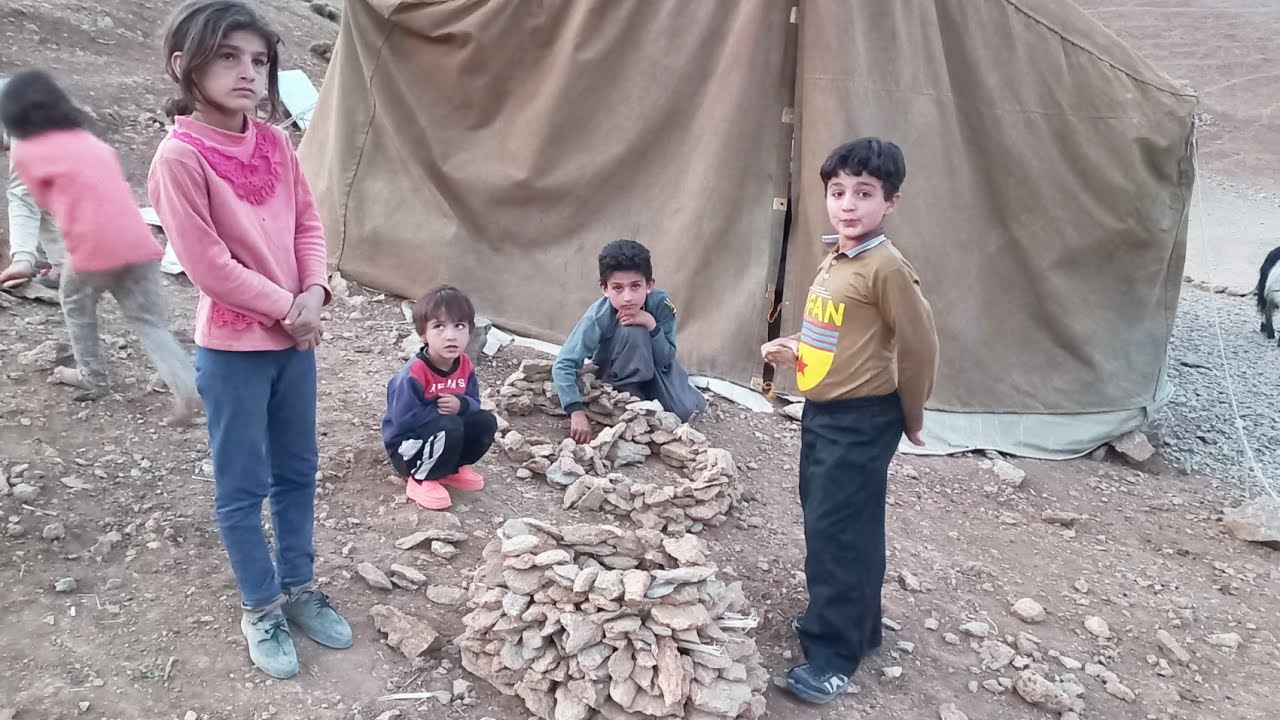 nomads and the game of nomadic children in one evening.bakhtiari nomads ...