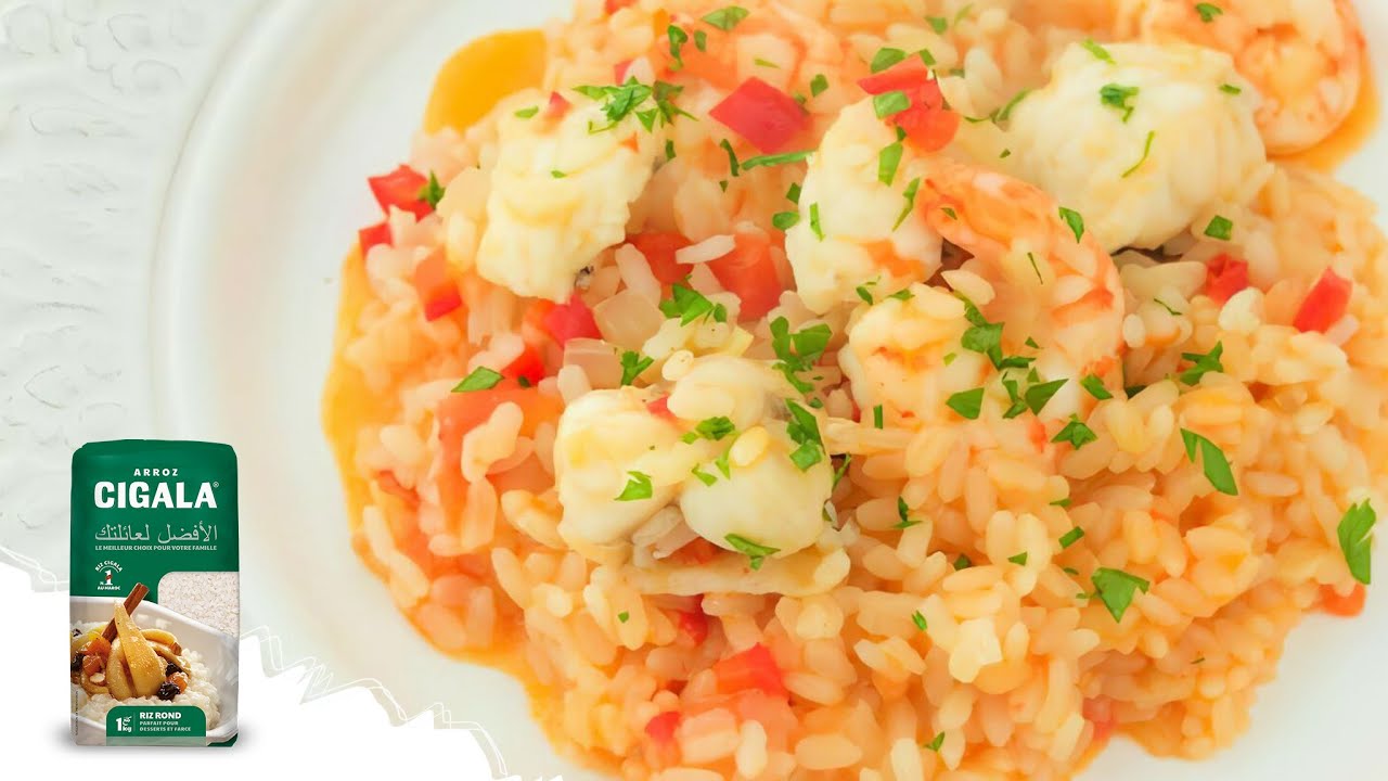 Riz à la lotte et aux crevettes | Recette de Arroz Cigala - YouTube