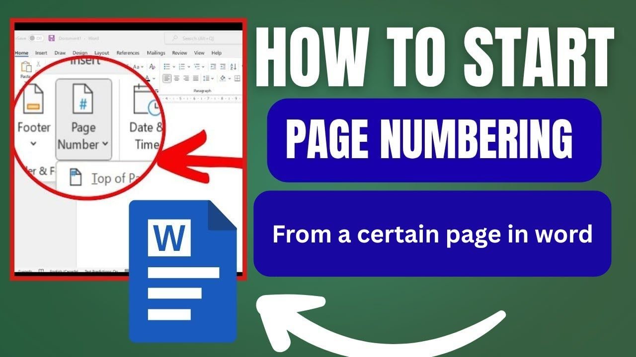 How to start page numbering from a specific page in microsoft word ...