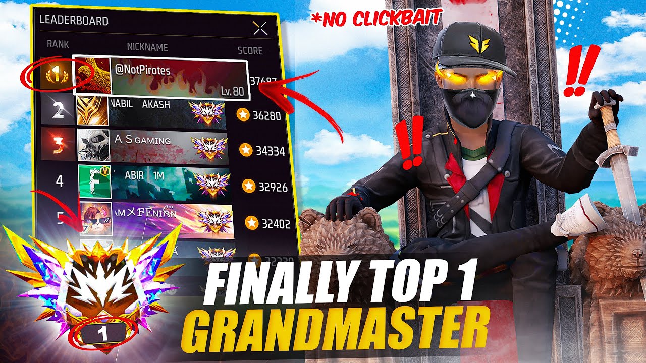 Top 1 Grandmaster Is Here 🥵🇮🇳 Garena Free Fire 🔥 *No Clickbait - YouTube