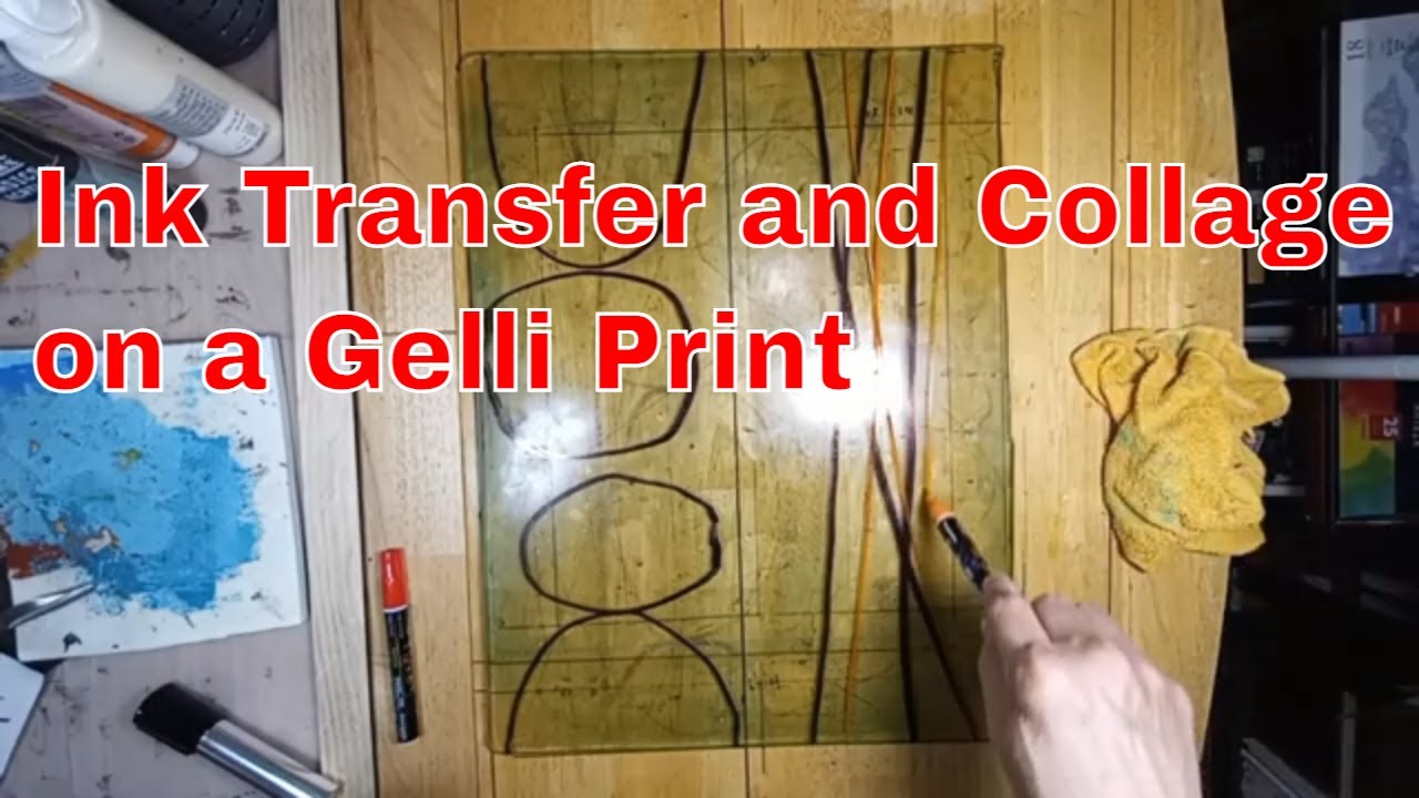 Large format gel printing with ink transfer and collage - YouTube